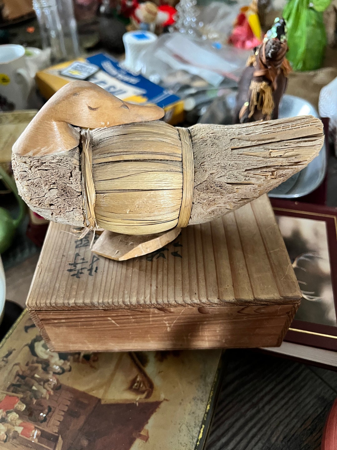 1970s Duck, Vtg Retro Duck Decor FREE SHIP, Straw Duck, Wooden Head - Etsy