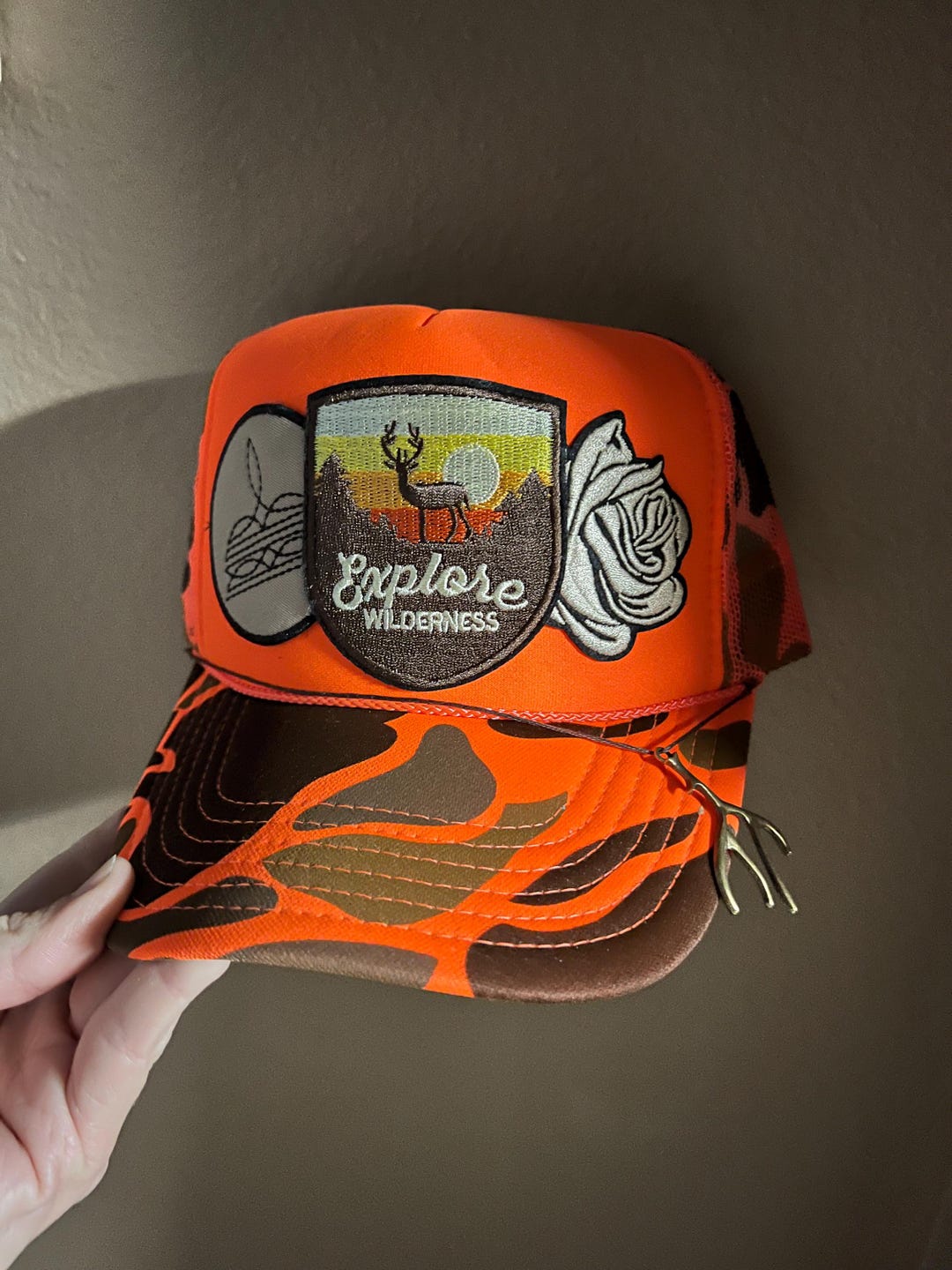 Custom Made Orange Camo Hunting Trucker Hat. Wildlife Lover Trucker Cap ...