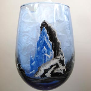 Disney Frozen Wine Glass, Elsa, Hand Painted, Cobalt Blue - Etsy