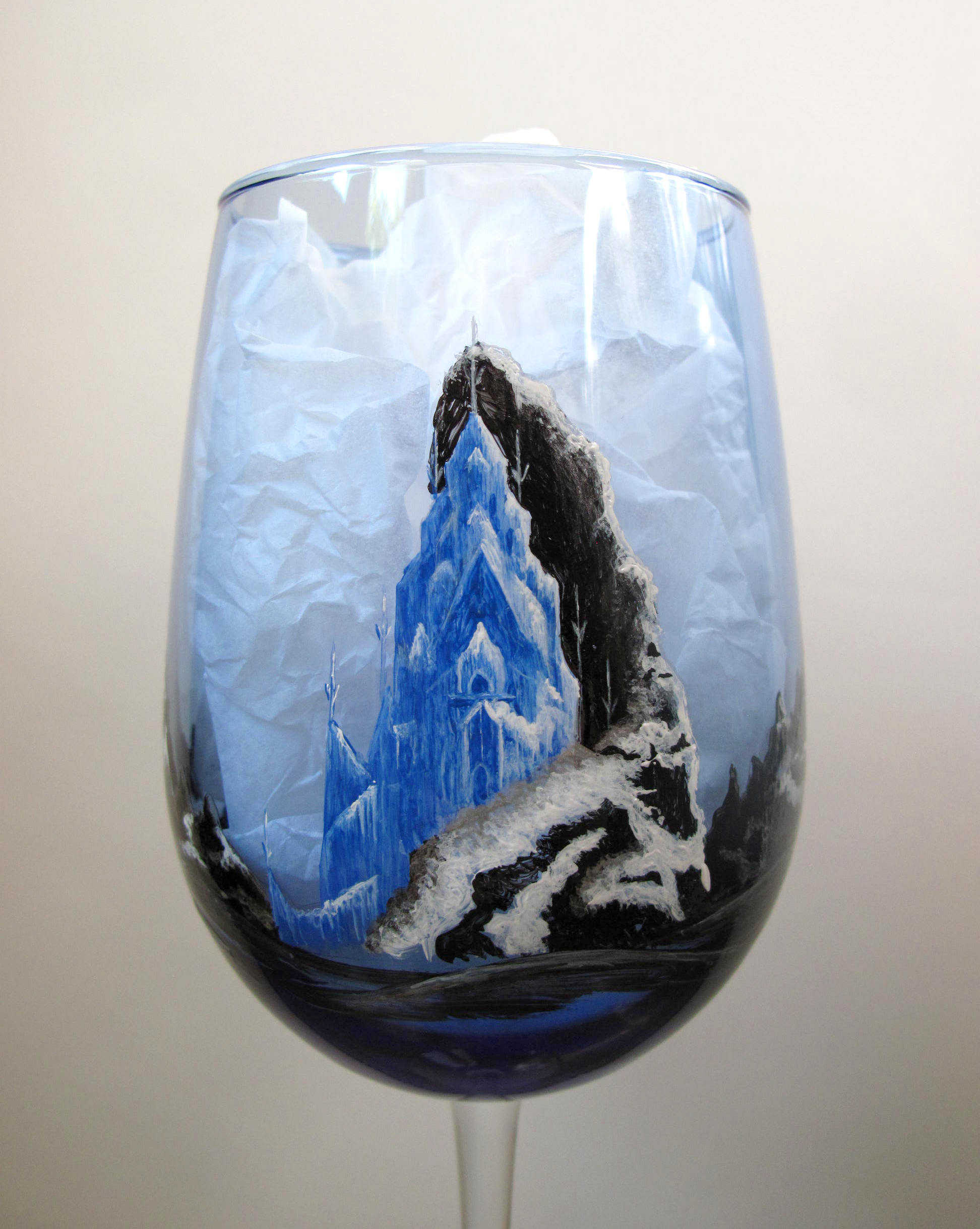 Disney Frozen Wine Glass Elsa Hand Painted Cobalt Blue - Etsy