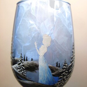 Disney Frozen Wine Glass, Elsa, Hand Painted, Cobalt Blue - Etsy