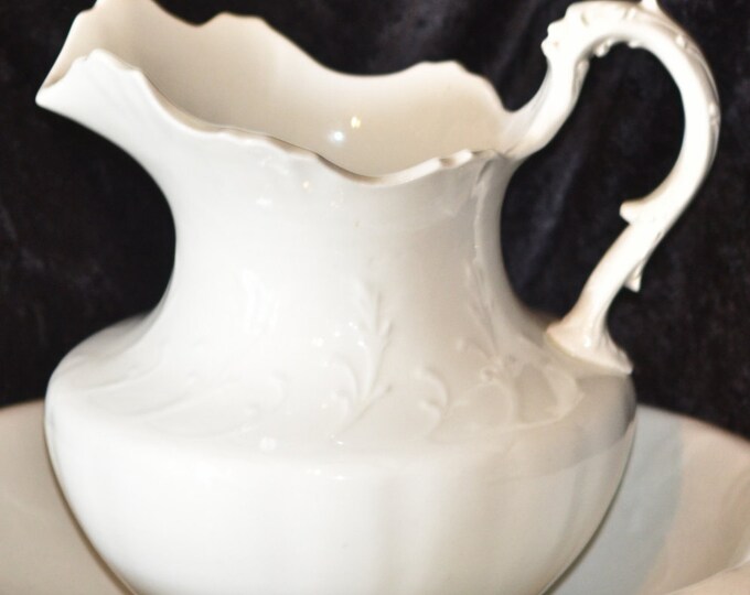 Large White Princeton Ironstone Pitcher and Bowl - Etsy