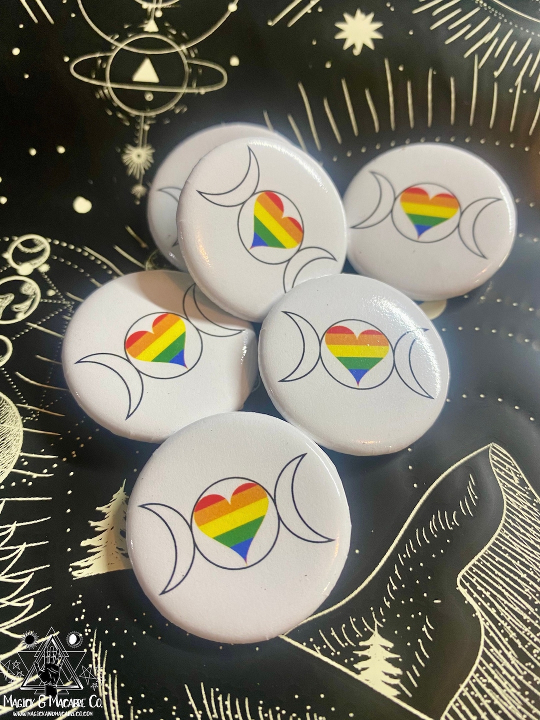Queer Witchcraft Pin | Rainbow Triple Moon Goddess | Gay Witch | Punk ...