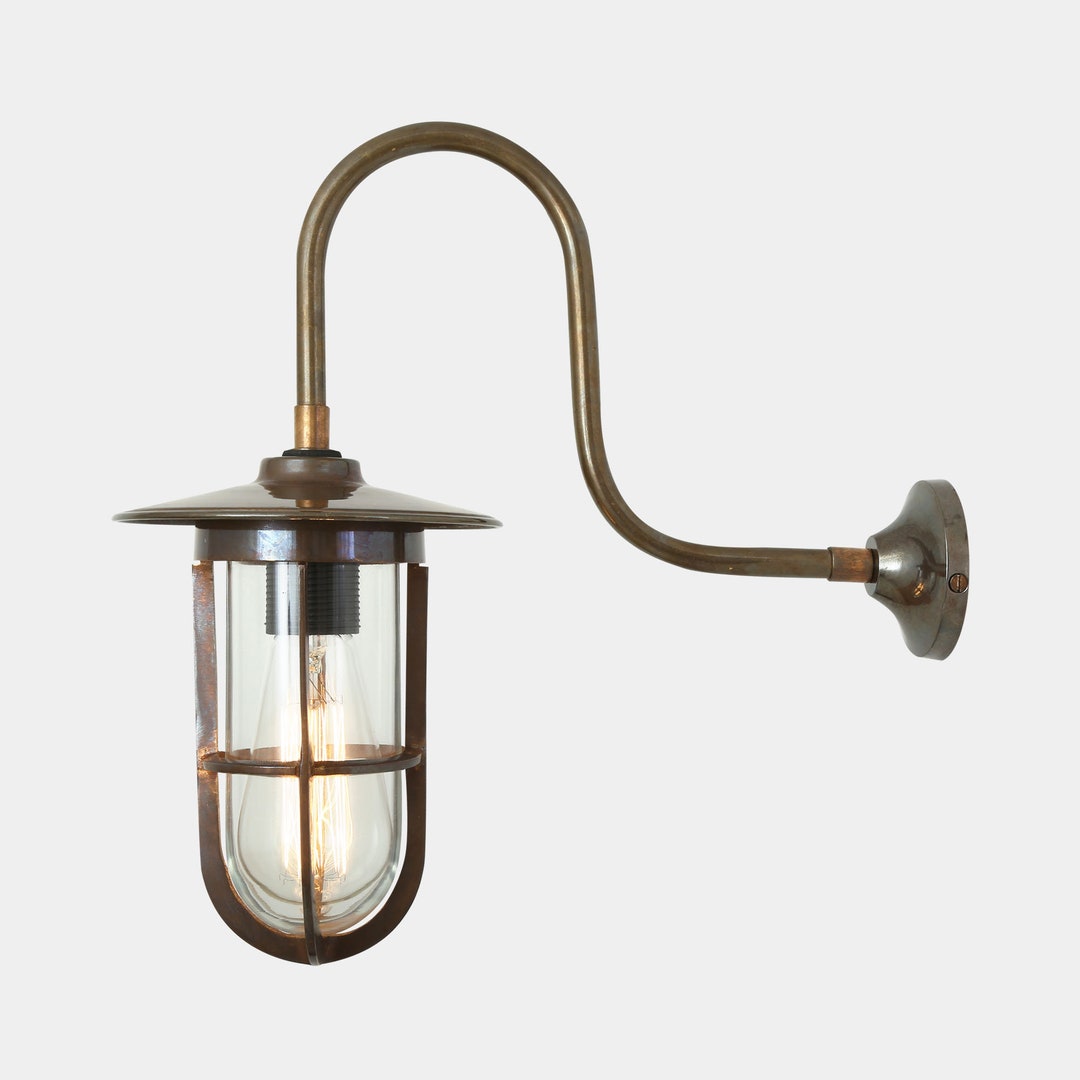Fabo Well Glass Swan Neck Outdoor Wall Sconce IP65 - Etsy