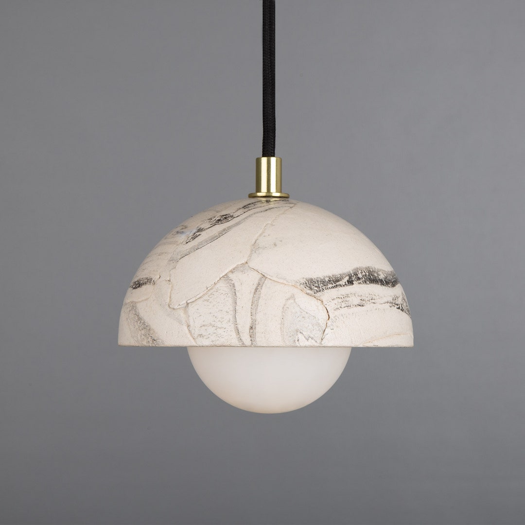 Ferox Small Marbled Ceramic Dome Pendant Light 14cm - Etsy