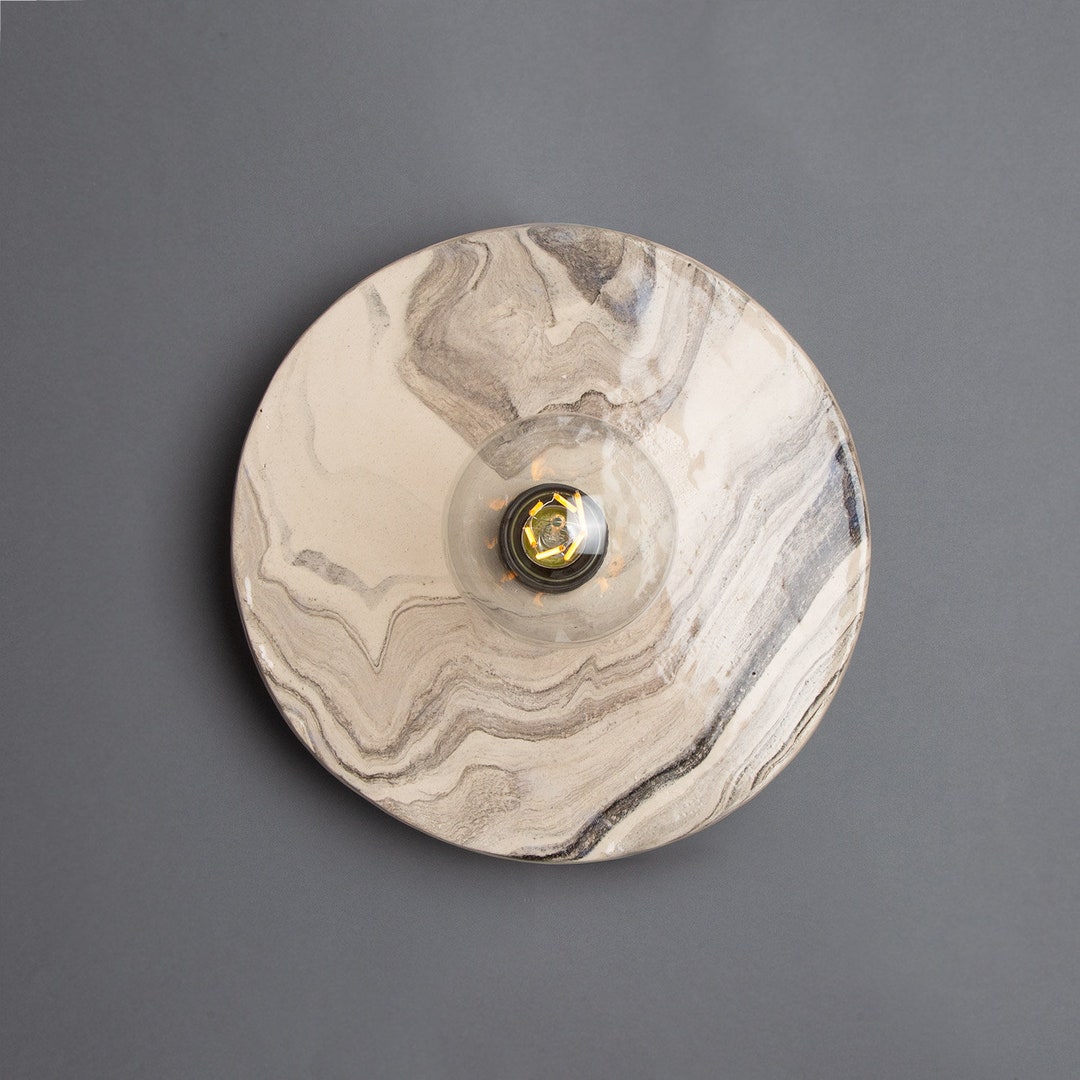 Bog Oak Marbled Ceramic Disc Wall Light - Etsy