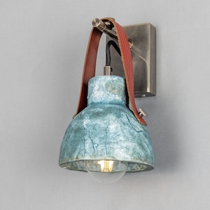 Nagi Organic Ceramic Wall Light With Rescued Fire-hose Strap, Blue ...