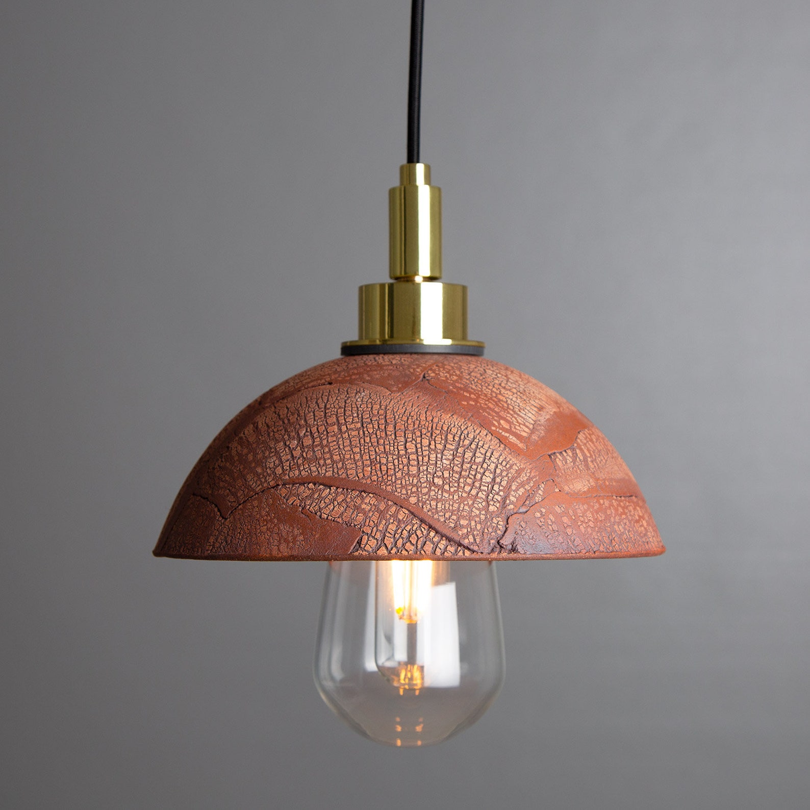 Kingii Ceramic Dome Bathroom Pendant Light 7.75'' (20cm), Red Iron IP44 ...