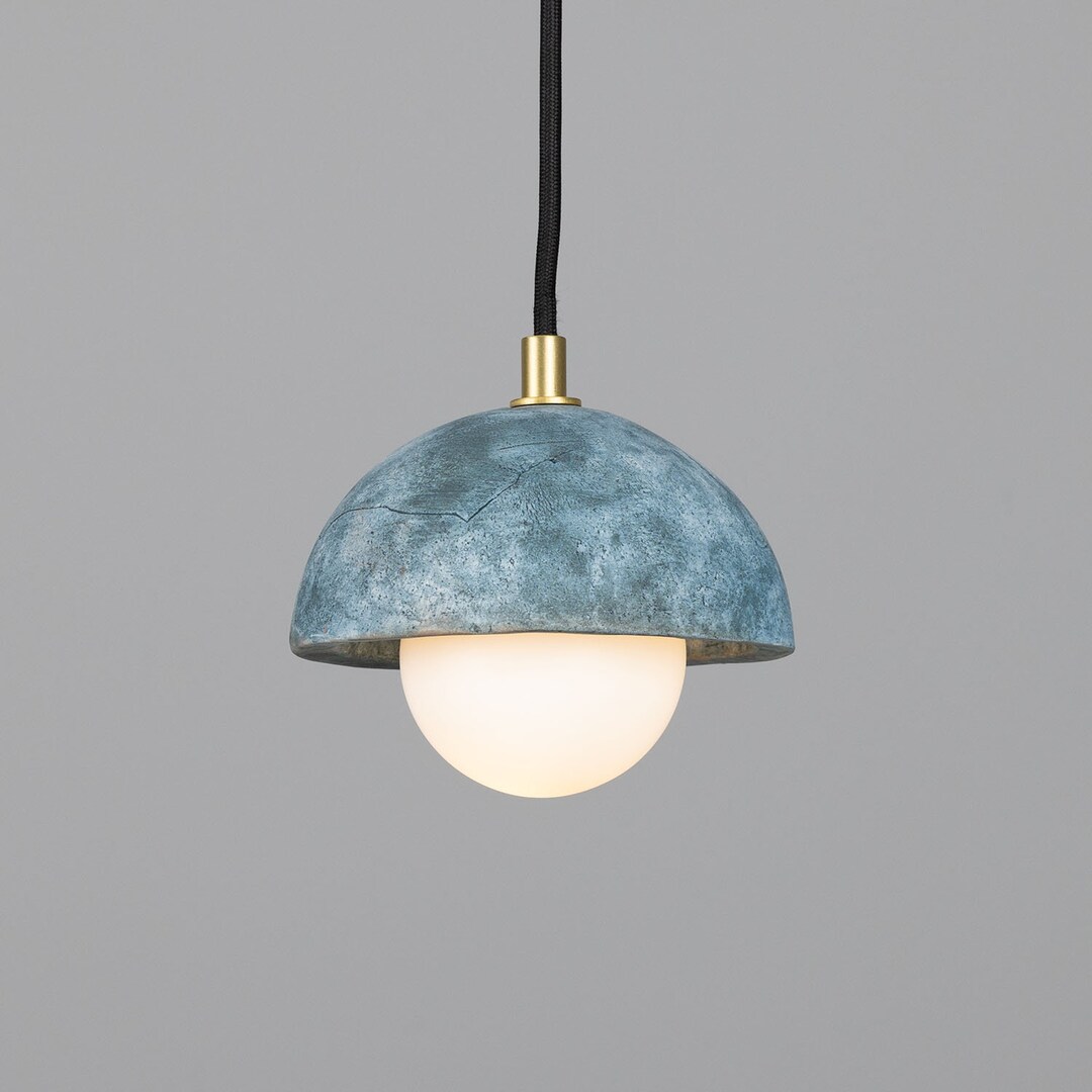 Ferox Small Ceramic Dome Pendant Light 5.5'' (14cm), Blue Earth - Etsy