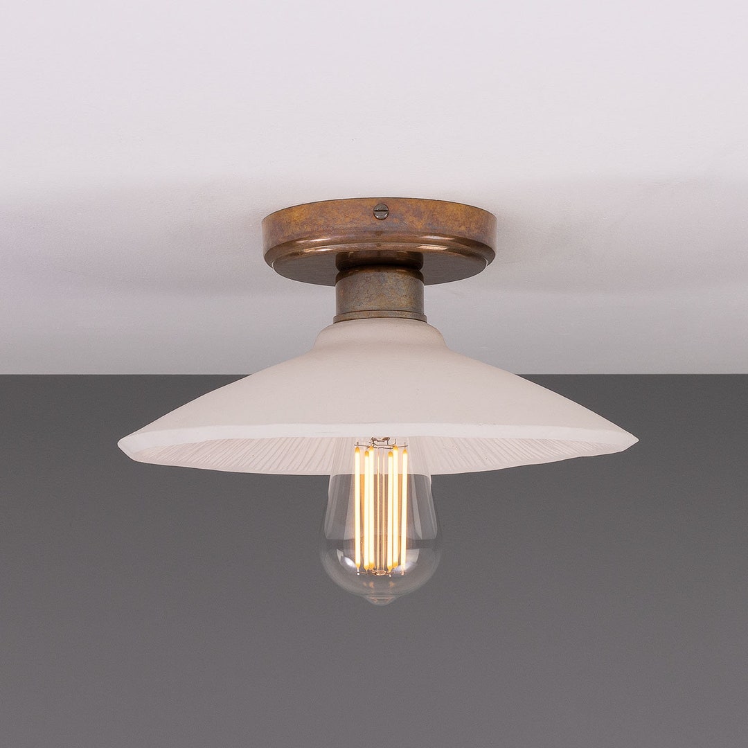 Pyrus Organic Ceramic Ceiling Light 11'' (28cm), Matte White Striped - Etsy