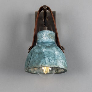Nagi Organic Ceramic Wall Light With Rescued Fire-hose Strap, Blue ...