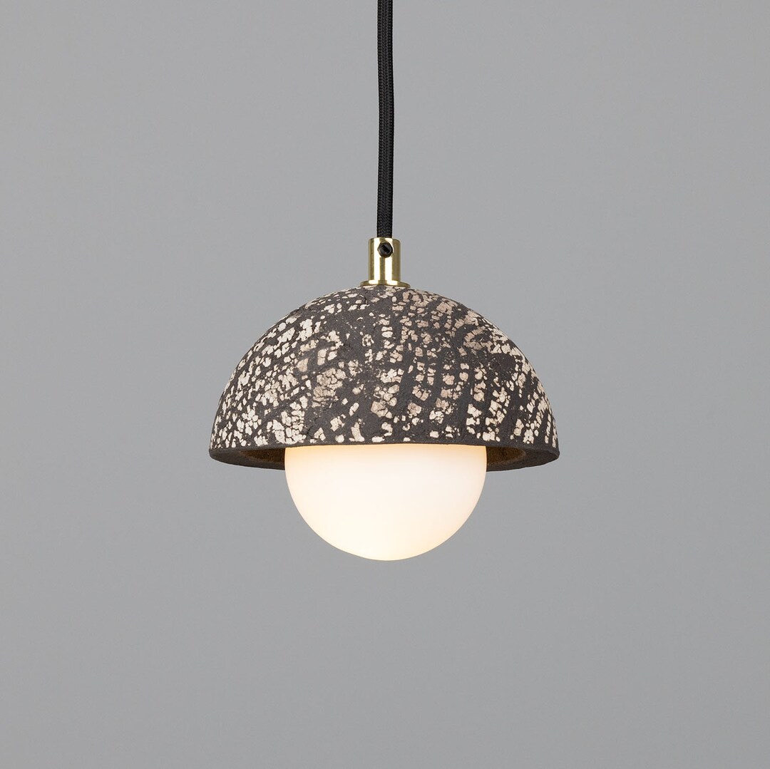Ferox Small Ceramic Dome Pendant Light 5.5'' (14cm), Black Clay - Etsy