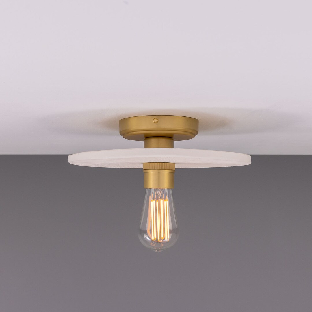 Bog Oak Organic Ceramic Disc Ceiling Light, Matte White Striped - Etsy