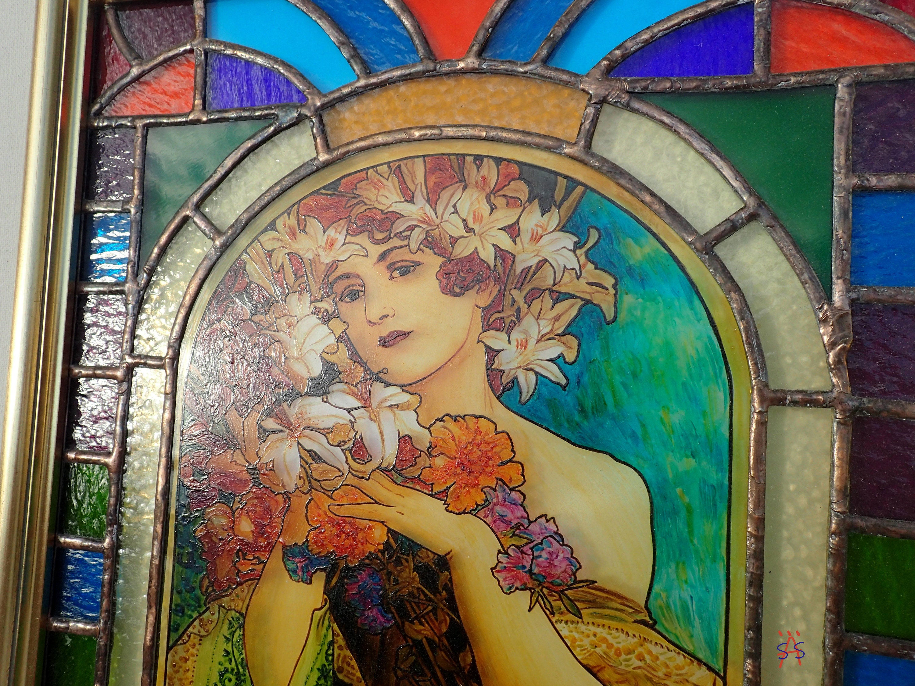 Art Nouveau Stained Glass Flowers