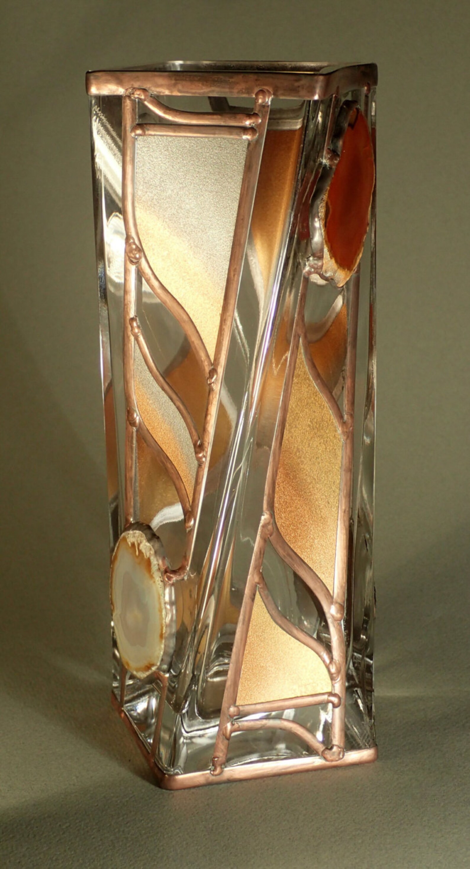 Golden Vase, Massive, Glass, Bright, Hand-painted Decorative Vase ...