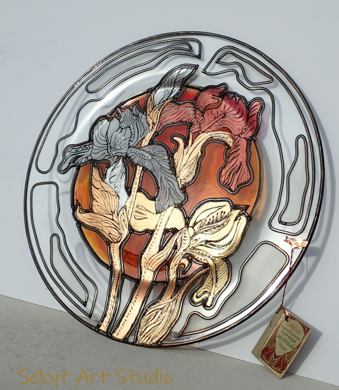 Irises - Plate - Glass,hand-painted Decorative Plate. Original Sekyt ...