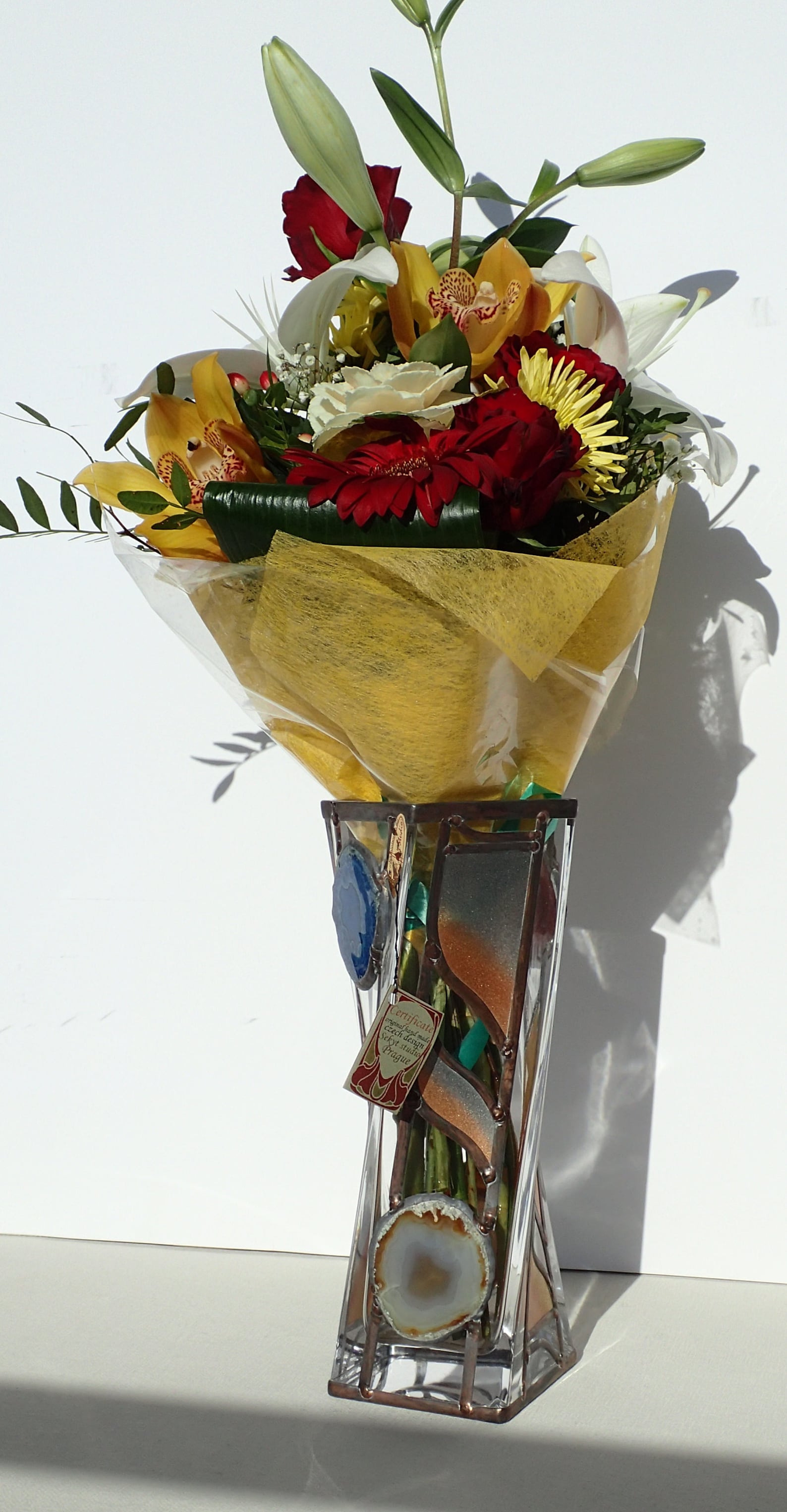 Golden Vase, Massive, Glass, Bright, Hand-painted Decorative Vase ...