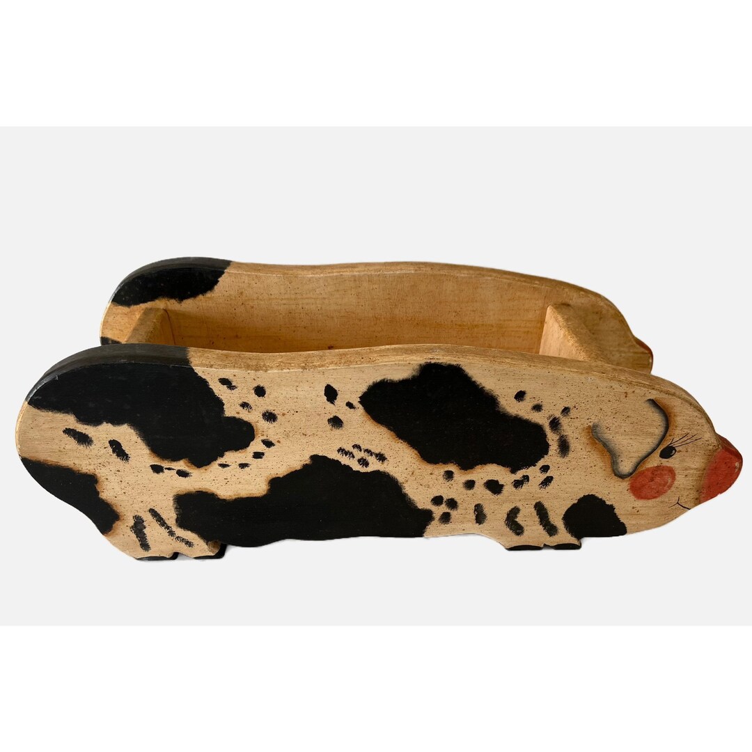 Vintage Handmade Art Deco Wooden Pig Farm Animal Flower Planter Box - Etsy