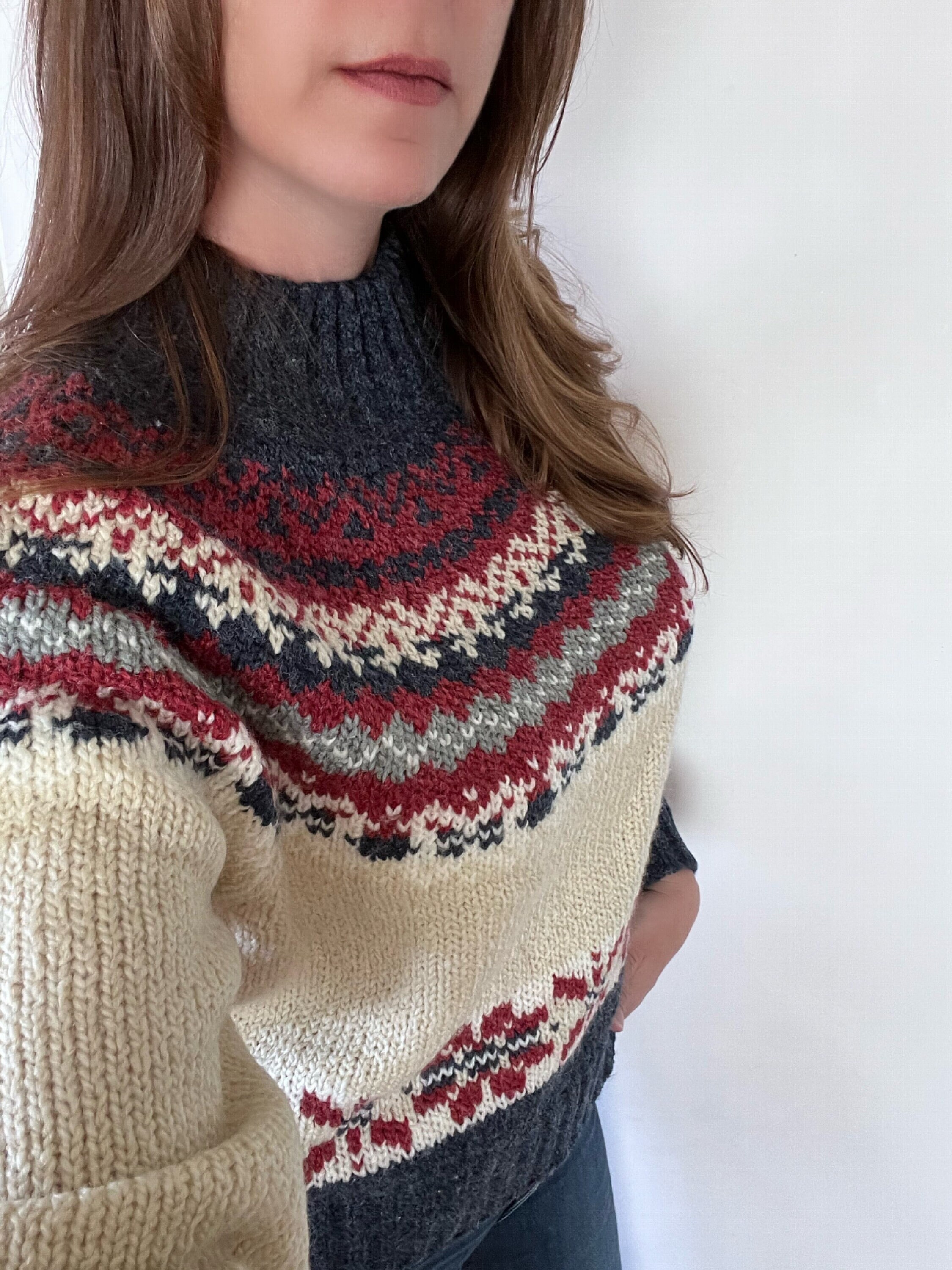 Fair Isle Retro Knit Sweater Ski Mock Neck Holiday - Etsy