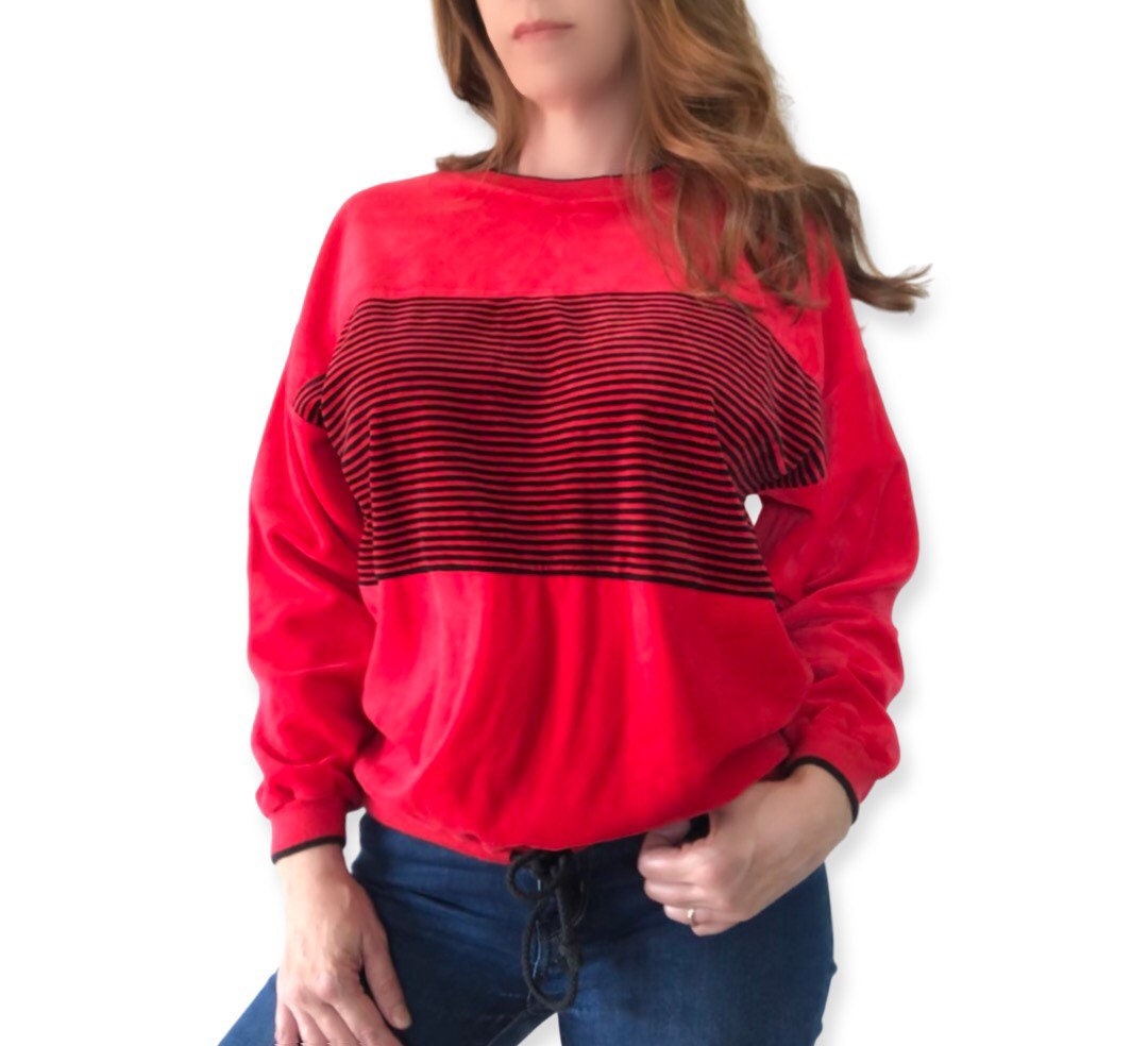 Rare Vintage Russ Studio Red Velvet Sweater Size Medium - Etsy