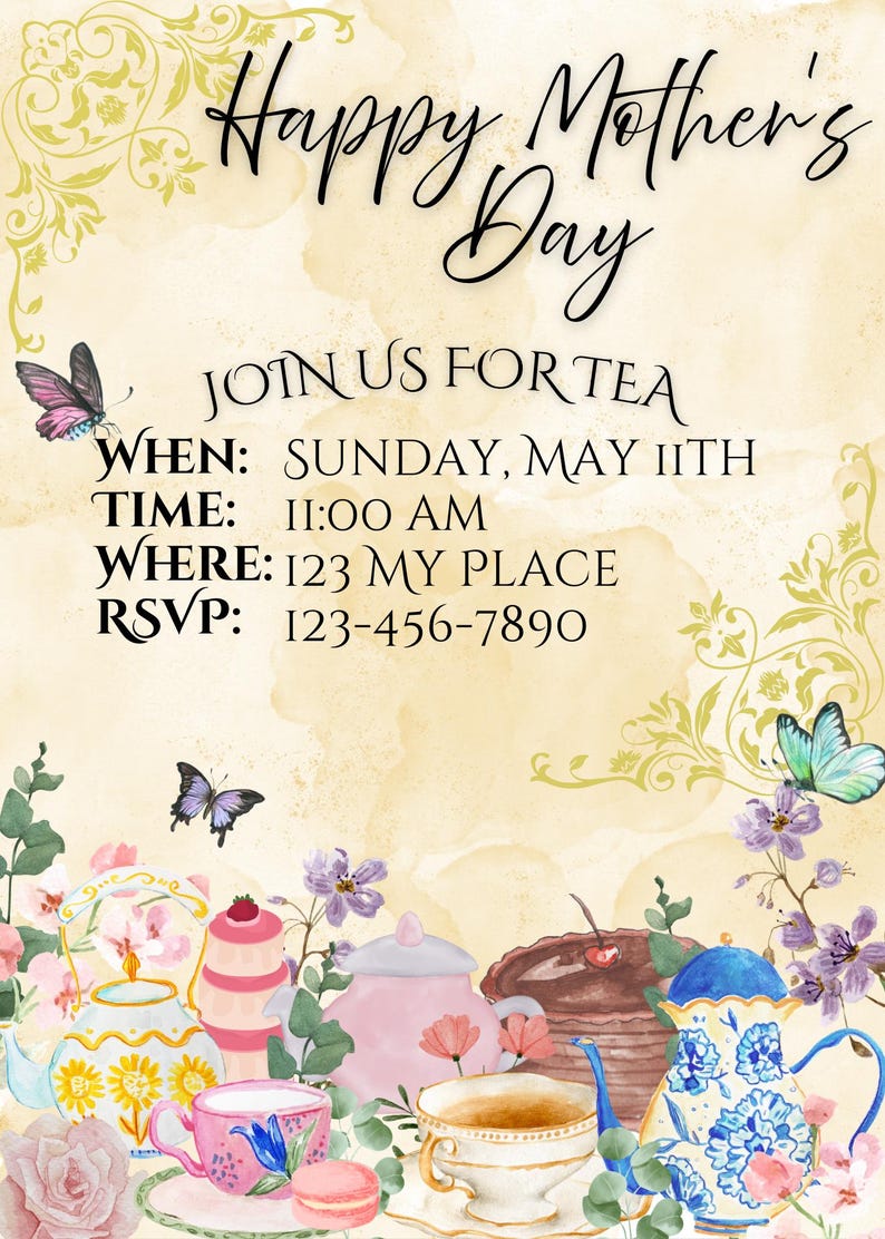 Mother’s Day Tea Invitation - Etsy