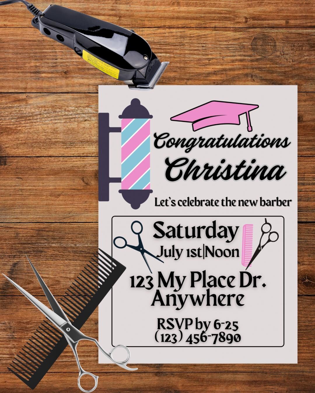 Barber Graduation Customizable Instant Download Printable Digital ...