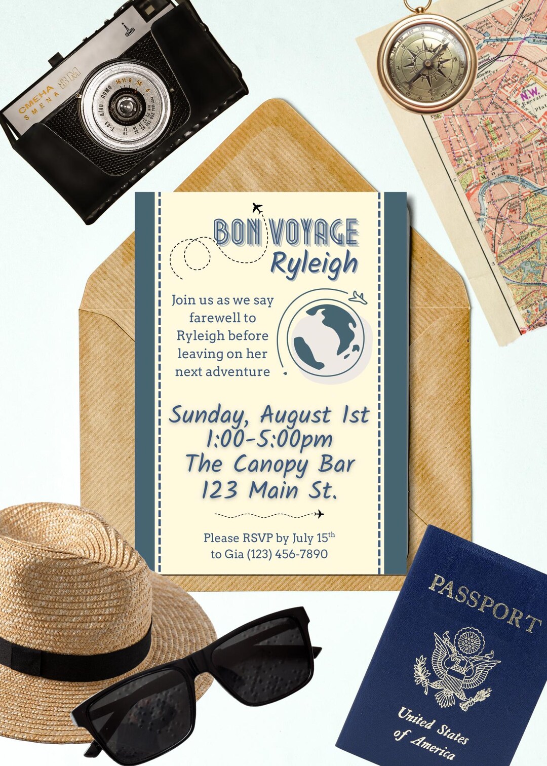 Bon Voyage Invitation Customizable Printable Instant Download ...