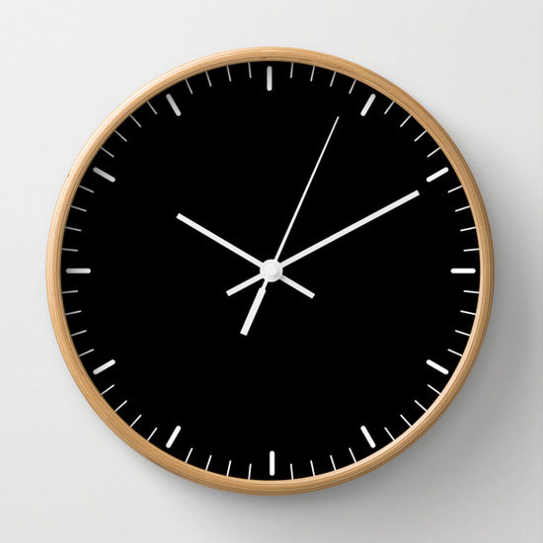 Black Wall Clock Classic Design Black and White Minimalist Decor ...