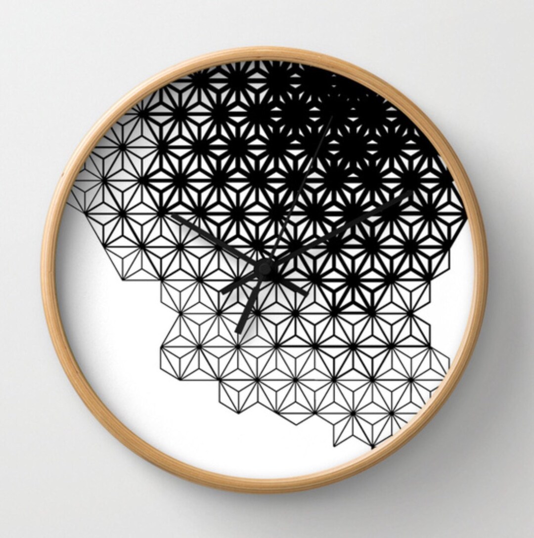 Geometric Wall Clock, Black and White, Wall Decor, Modern Clock for ...