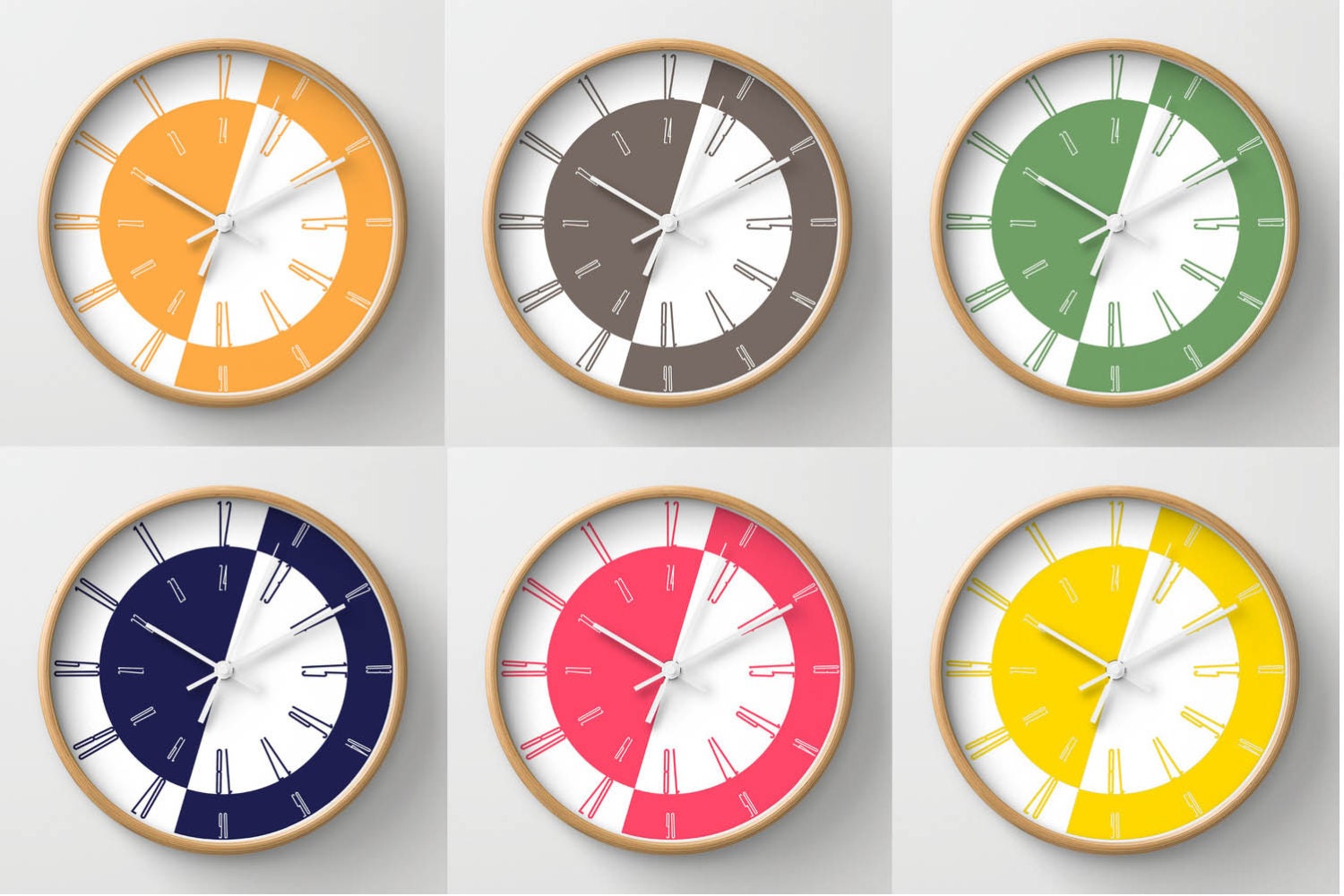 Yellow wall clock Kids wall clock Geometric wall clock | Etsy