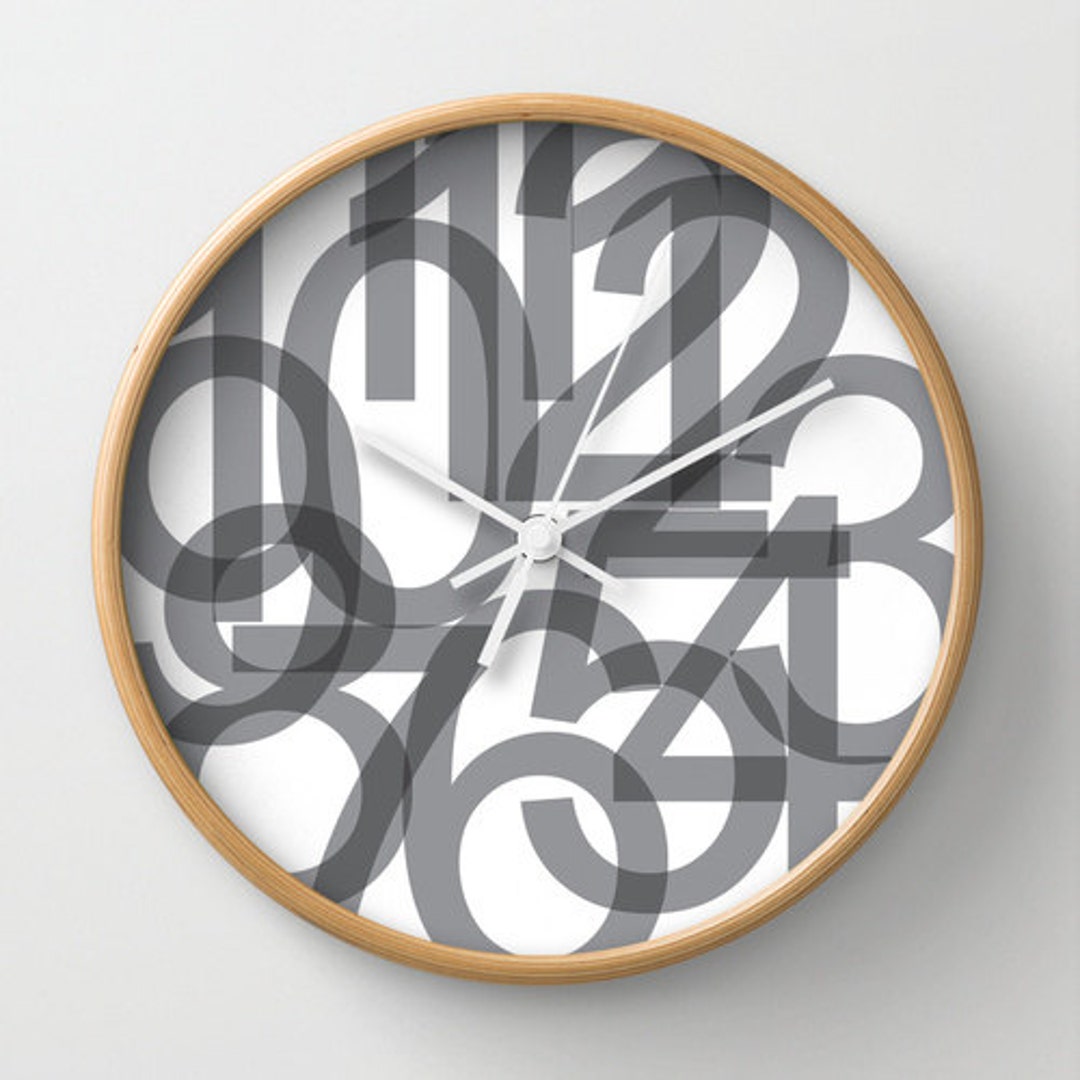 Whatever Clock, Numbers Wall Clock, Contemporary Clock, Minimal ...