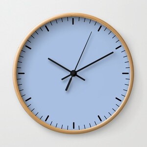 Blue Wall Clock With Wood Frame , Modern and Classic Clock , Minimal ...