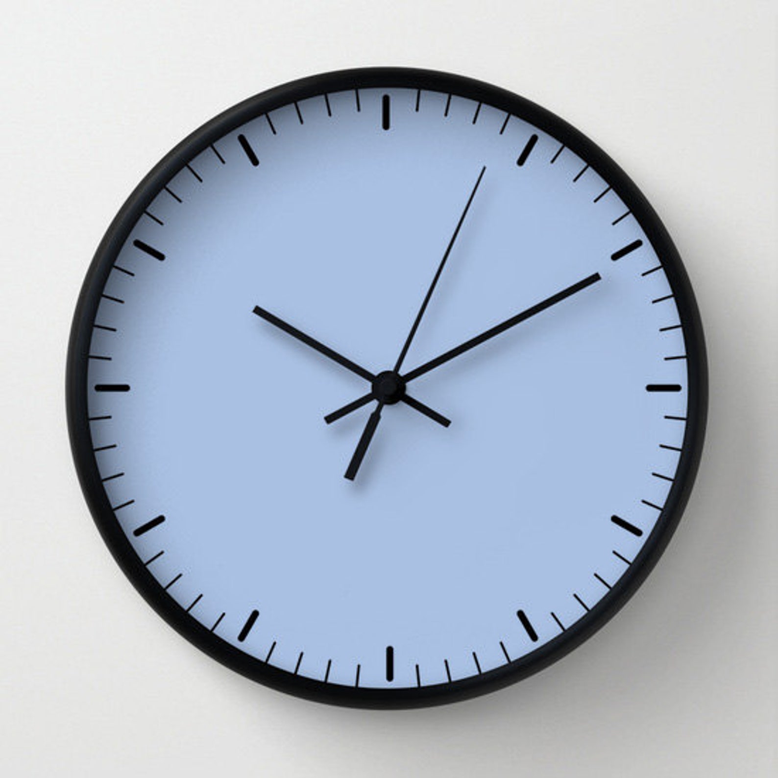 Blue Wall Clock With Wood Frame , Modern and Classic Clock , Minimal ...