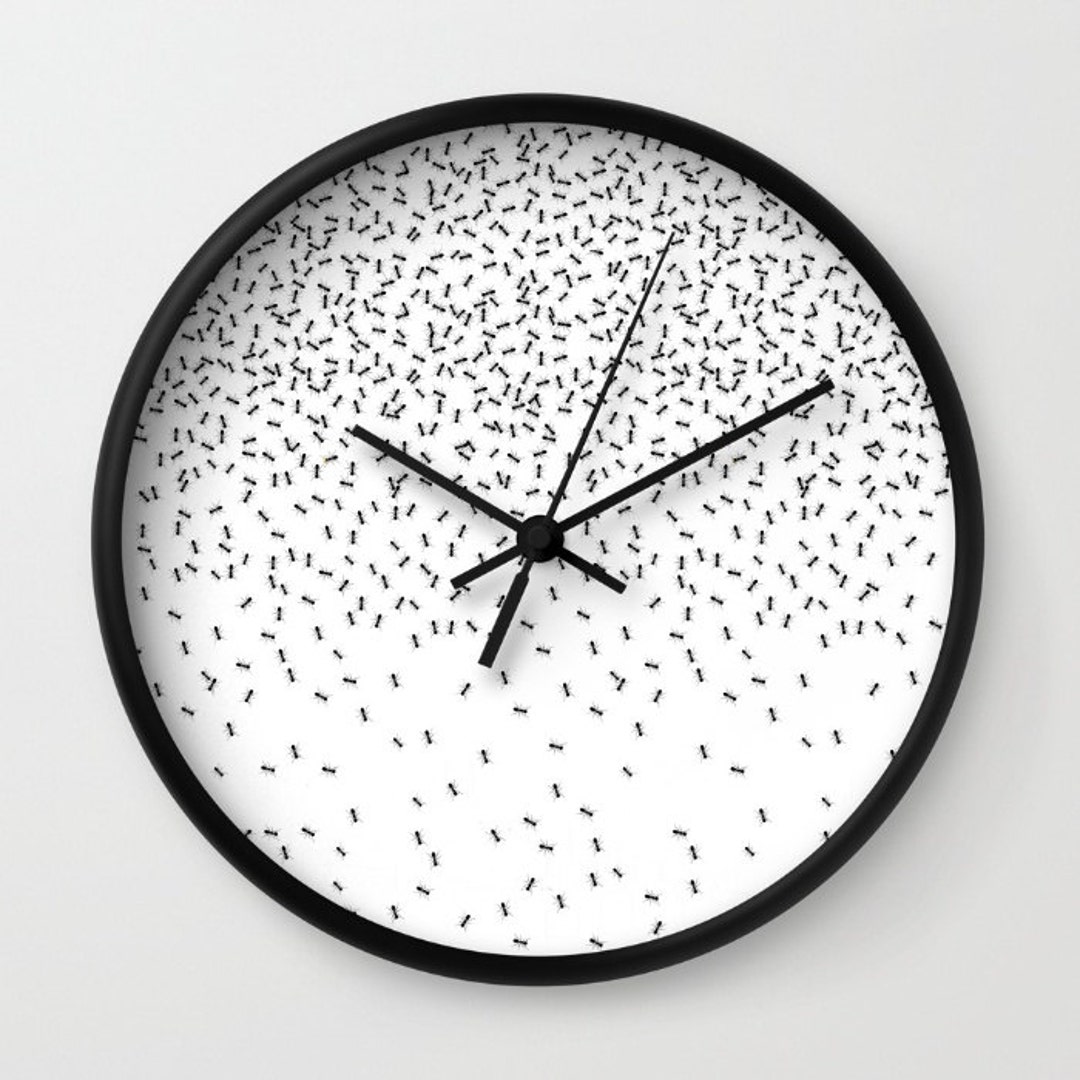 Ants Wall Clock Modern Wall Clock Nature Home Decor Black and White ...