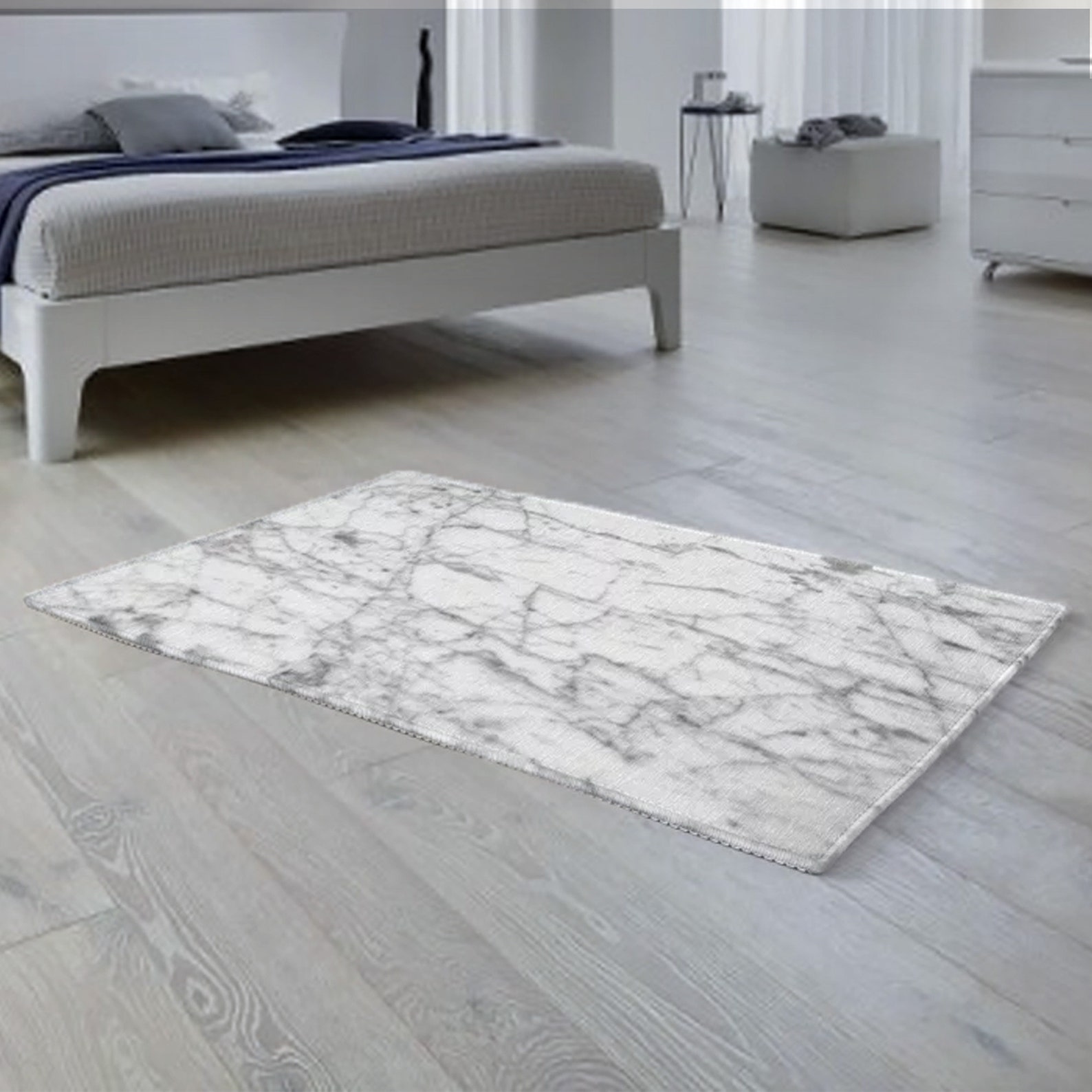 Marble Effect Rag Rug for Contemporary Design Indoor Space With ...