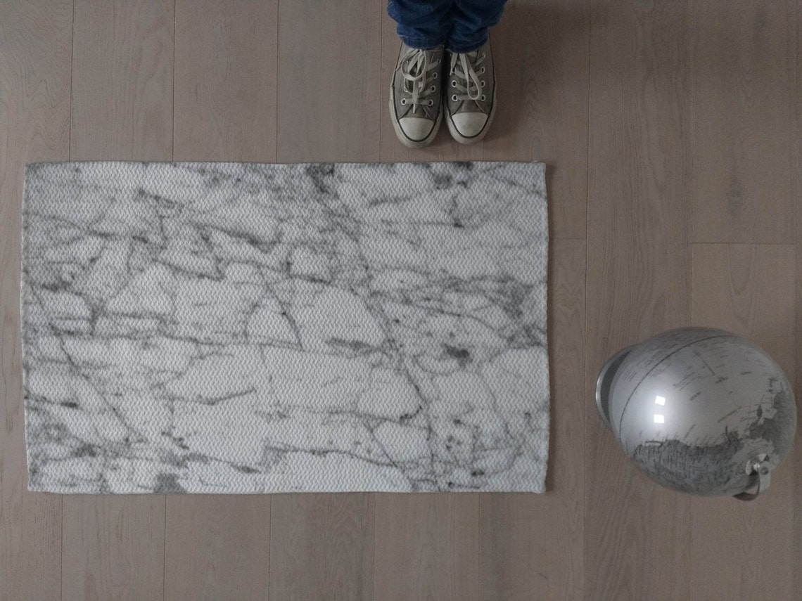 Marble Effect Rag Rug for Contemporary Design Indoor Space - Etsy
