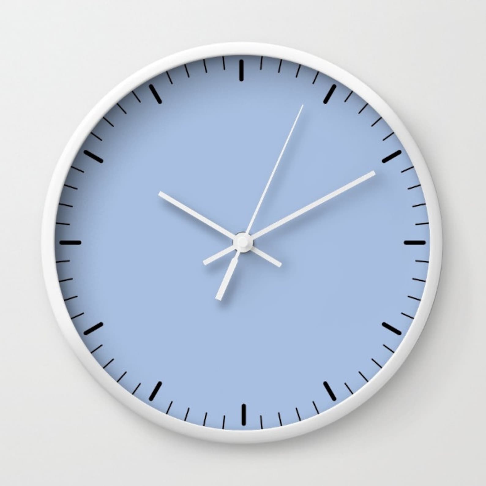 Blue Wall Clock With Wood Frame , Modern and Classic Clock , Minimal ...