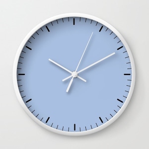 Blue Wall Clock With Wood Frame , Modern and Classic Clock , Minimal ...