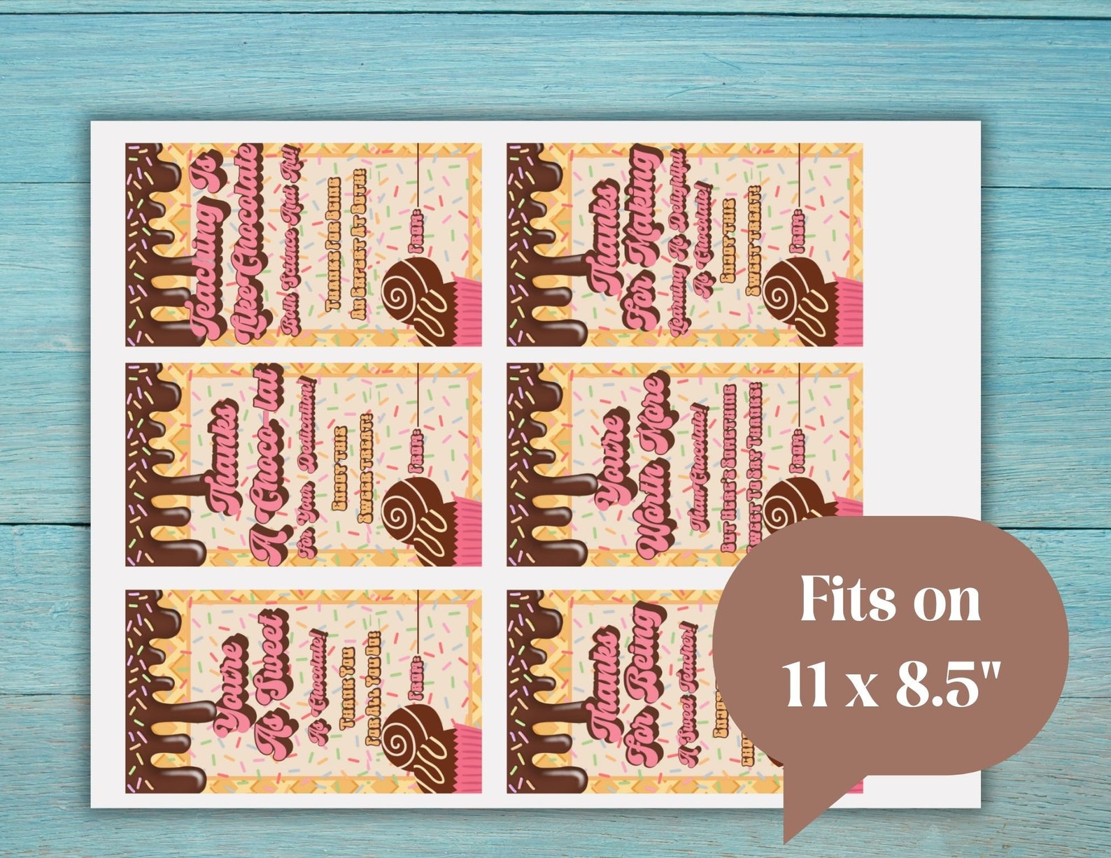 Chocolate Gift Tag Template, Thanks, Thank You, Printable Teacher ...