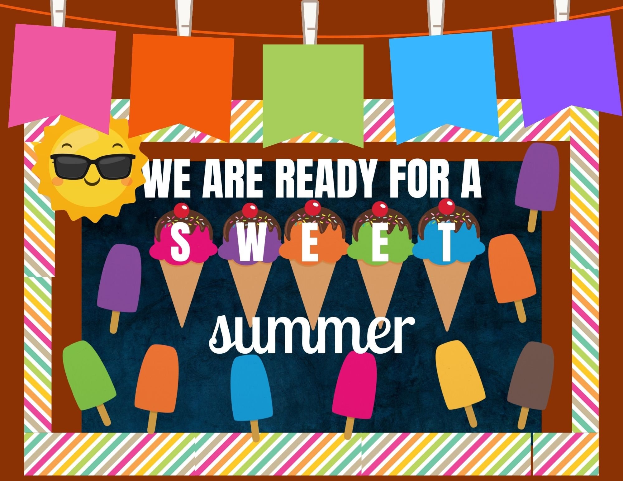 Summer Classroom Bulletin Board Set, Sweet Summer Bulletin, Summer ...