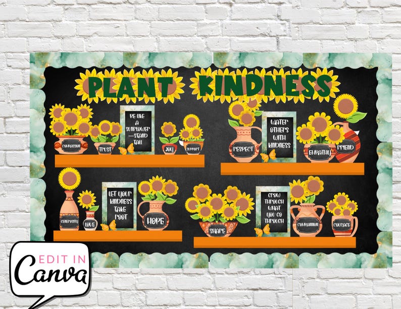 Spring Classroom Bulletin Board Set, Plant Kindness, Teacher Printable ...