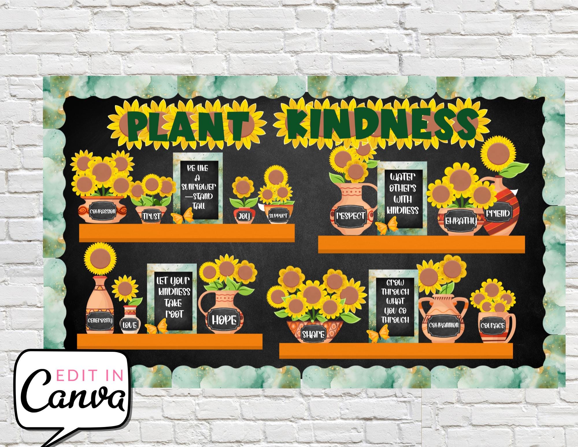 Spring Classroom Bulletin Board Set, Plant Kindness, Teacher Printable ...