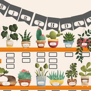 Birthday Classroom Bulletin Board, Succulent Decor, Teacher Printable ...