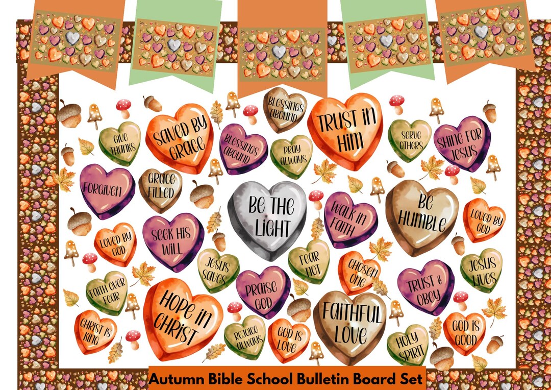 Fall Bible School Bulletin Board Set, Autumn Bulletin Board, Church ...