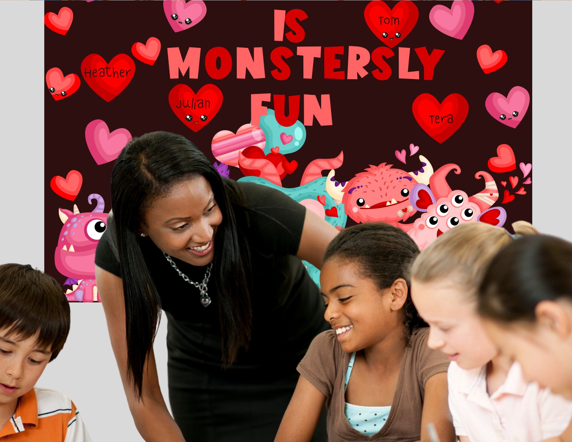 Valentine’s Day Bulletin Board Classroom Decoration Set, Heart Banner ...