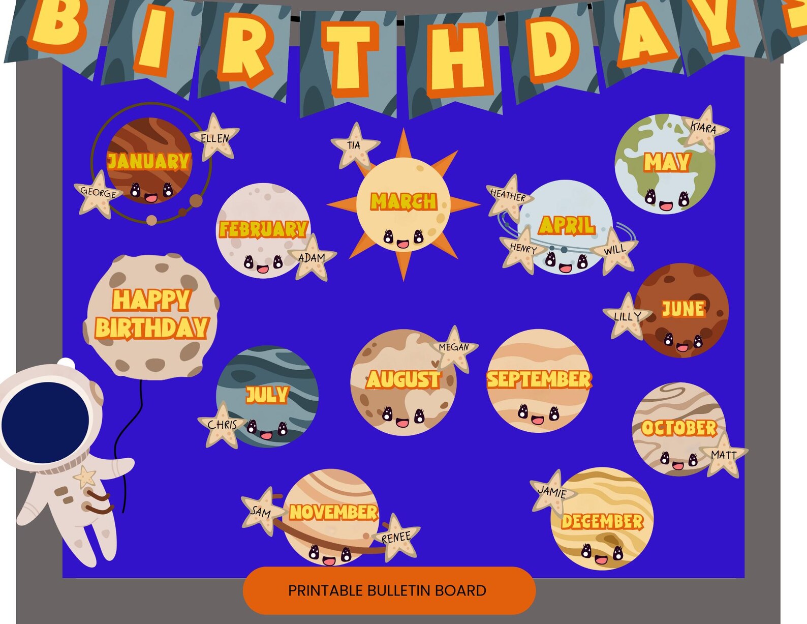 Birthday Classroom Bulletin Board Set, Space Bulletin Board, Classroom ...