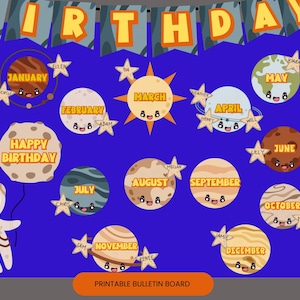 Birthday Classroom Bulletin Board Set, Space Bulletin Board, Classroom ...