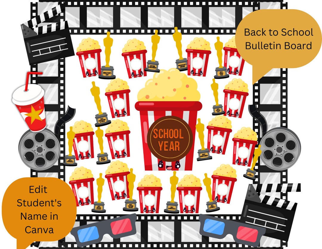 Back to School Classroom Bulletin Board Set, Cinema Bulletin, Theatre ...