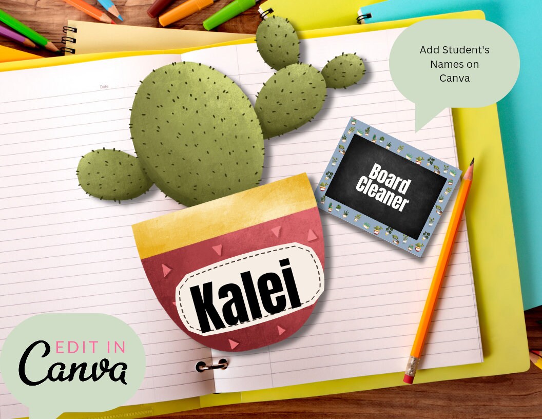 Succulents Classroom Jobs Bulletin Board Set, Editable Bulletin Board ...