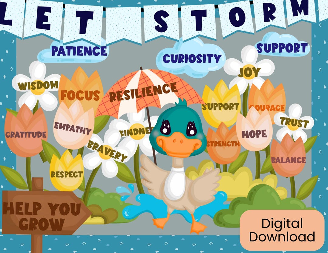 Spring Bulletin Board Set, Growth Mindset Classroom Decor, Let Storms ...